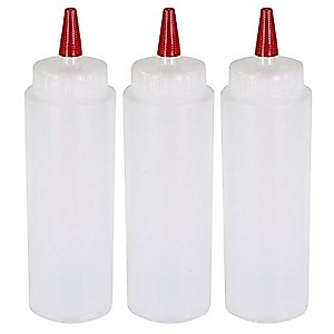 Pinnacle Mercantile 3 Pack Condiment Squeeze Bottles 8-ounce Red Cap Soft Squeeze for Icing, Ketchup, Frosting, Cookie Decorating, Sauces