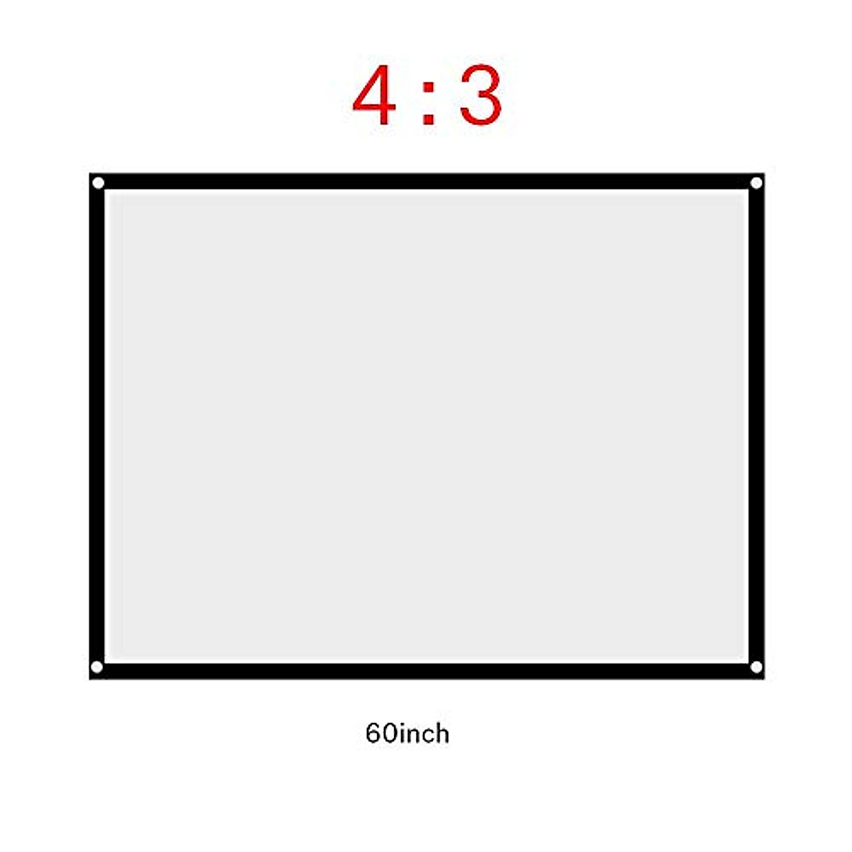 60-100 Inch Portable Projector Screen, Foldable 4:3 HD Non-Crease Polyester Projection Screen with View Angle Visual for Indoor Outdoor Film Theater Movie(White-60)