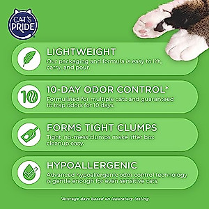 Cat's Pride Premium Lightweight Clumping Litter: Complete Care - Up to 10 Days of Powerful Odor Control - Hypoallergenic - Multi-Cat, Unscented, 10 Pounds
