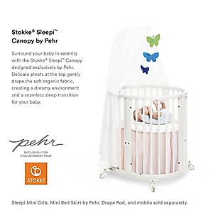Stokke Sleepi Canopy by Pehr, Natural - for Sleepi Mini & Crib/Bed (Sold Separately) - Washable Soft Organic Cotton