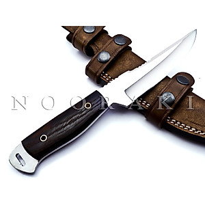 Nooraki HK-313 Handmade D2 Steel Hunting Knife - Full Tang Handle with Leather Sheath, Ideal Knife for Camping, Hunting, Skinning, Survival or everyday use, 10" Overall (D2 Steel)