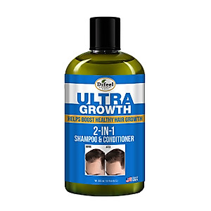 Difeel Mens Ultra Growth 2-in-1 Shampoo and Conditioner 12 oz. - Sulfate Free Shampoo & Conditioner for Men