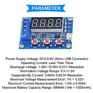 DKARDU 1.5-12V Battery Capacity Meter Discharge Tester Analyzer ZB2L3 Li-ion Lead-Acid Battery Capacity Meter for Testing Battery with 18650 Battery Holder, Micro USB Cable