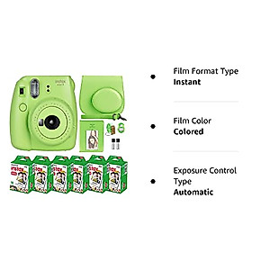 FujiFilm Instax Mini 9 Instant Camera + Fujifilm Instax Mini Film (60 Sheets) Bundle with Deals Number One Accessories Including Carrying Case, Selfie Lens, Photo Album (Lime Green)