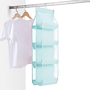 Wisdomcreate 8 Pockets Hanging Purse Handbag Organizer Clear Hanging Shelf Bag Collection Storage (Blue)