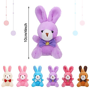 24 Pieces Easter Bunny Rabbit Plush Stuffed Animals 4 Inch Stuffed Bunny Toys Soft Tiny Rabbit Doll Plush Hanging Pendant Ornament Sitting Rabbit Plush Toy for DIY Keychain Easter Party Decorations
