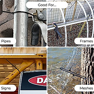 11" Black Zip Cable Ties (1000 Pack) - Reusable UV Resistant Zip Ties - Heavy Duty, Self-Locking Premium Nylon - 50lbs Tensile Strength - Cable Handcuffs Ties for Indoor and Outdoor by Bolt Dropper