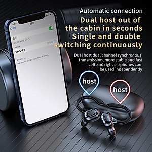 EnBuQINWo 5.2 New Bluetooth Headphones Bone Conduction Wireless Earbuds Noise Canceling Headphones, LED Sports Waterproof Headphones (Green)