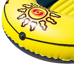Solstice Inflatable Boat Rafts 3 Person for Adults & Kids Comes W/ Oars Paddles-Pump Pole Oar Holders Cushioned Comfortable Base Grab Line 8 Ft Size Sunskiff Kits Dinghy Air Floor Yellow