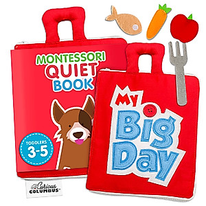 Curious Columbus - Quiet Book for Toddlers - Large Fabric Activity Busy Book. Toddler Montessori Book. 10 Pages of Learning & Fun for Quiet Play. Airplane Activities, Essential Road Trip Travel Toy