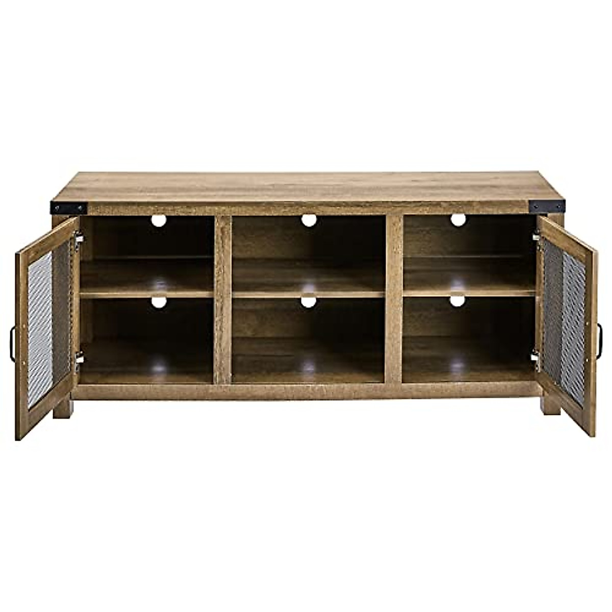 ROCKPOINT 58inch TV Stand Entertaiment Media Console Center Industrial Style Door, Dark Oak