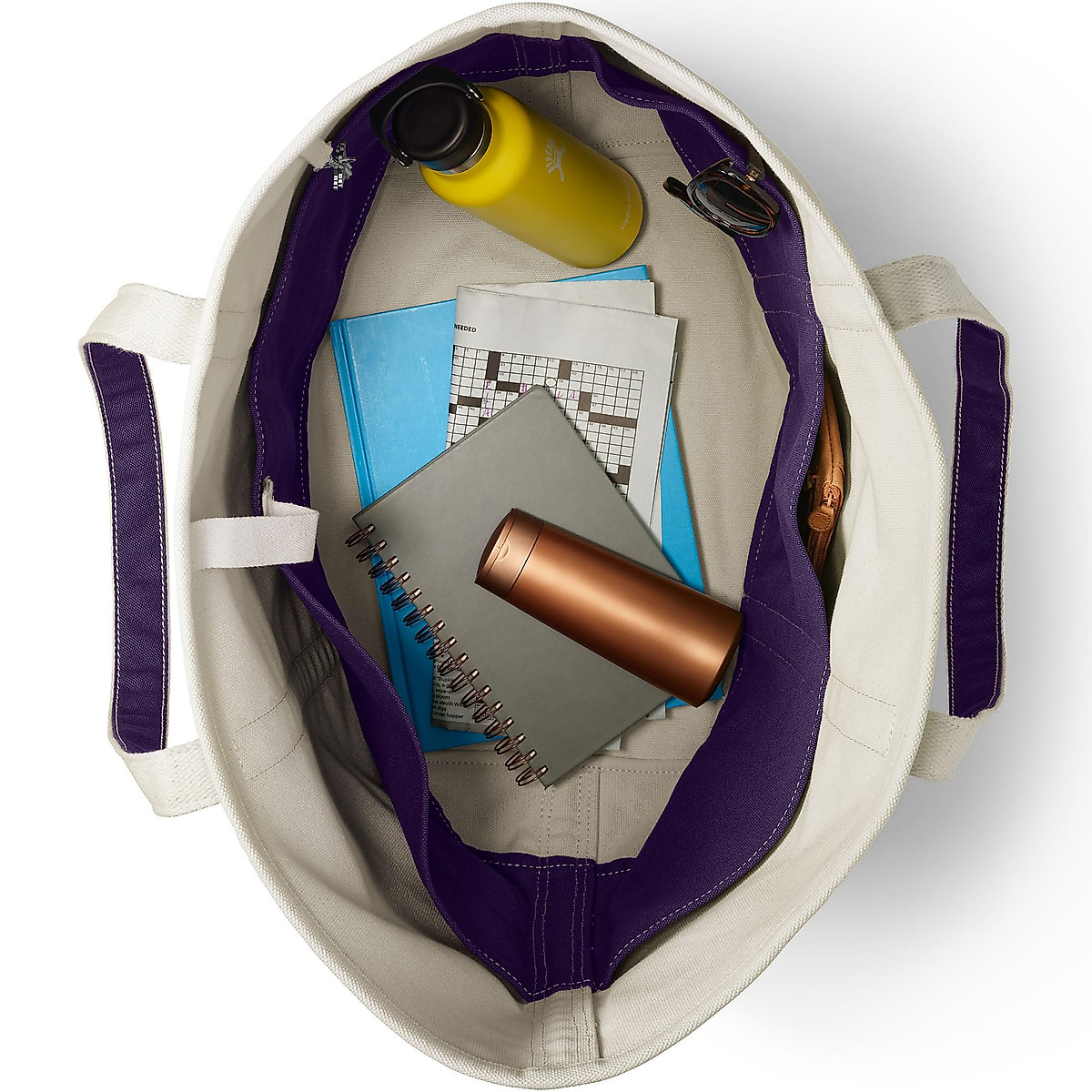 Lands' End Natural Open Top Canvas Tote Natural/blackberry No SzX-Large