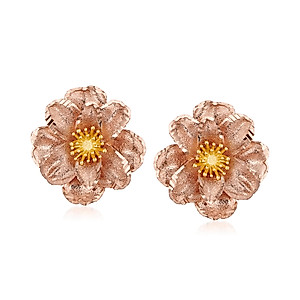 Ross-Simons Italian 18kt 2-Tone Gold Flower Earrings