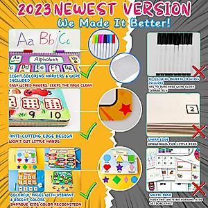 HeyKiddo Toddler Busy Book, New Upgraded Autism Toys for Kids, Preschool Activity Binder for Autism & Special Needs, Drawing/Educational Book for Home School Learning