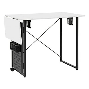 Sew Ready Pivot Swingout Storage Panel Sewing Table, Graphite/White