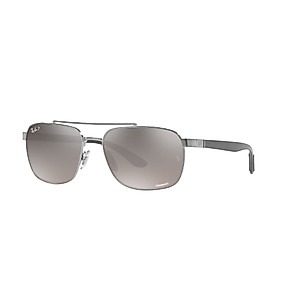 Ray-Ban RB3701 Liteforce Rectangular Sunglasses, Gunmetal/Grey Mirrored Polarized, 59 mm