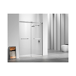 Elegant Kitchen and Bath SD202-6076BNK Frameless Shower Door 60 x 76 Brushed Nickel