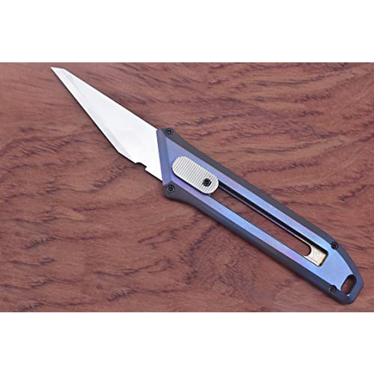 Titanium Utility Knife Garden Grafting Cutter Knife Handmade Knife Edc Knife, Retractable Box Cutter Blade Replaceable Knife (Titanium-silver)