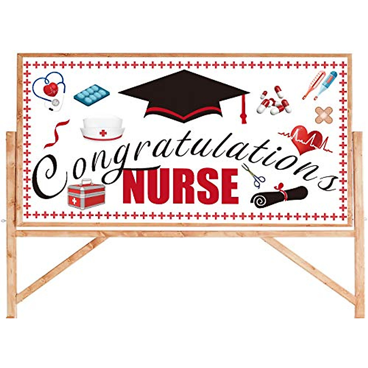 Graduation Nurse Themed Party Banner - Graduation Nurse Party Supplies Wall Decorations Indoor/Outdoor Banners(70" X 40")
