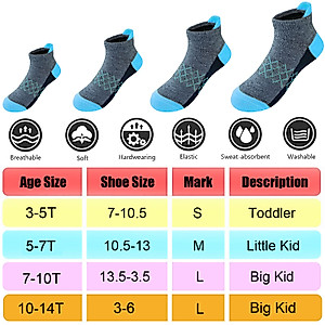 Tsmollyu Boy Socks 24 Pairs Half Cushioned Low Cut Socks Ankle Athletic Sports Socks With Cushioned Sole For Little Big Kids Age 3-14(10-14 Years)