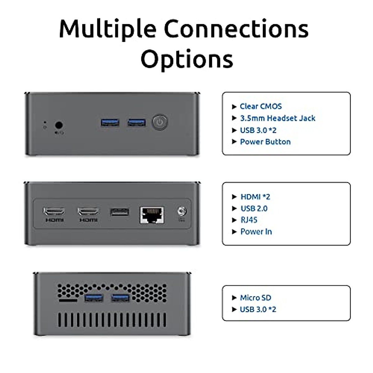 Bmax Mini PC 4-Core J4105 (up to 2.5 GHz) 8GB LPDDR4/256GB SSD 4K 60Hz Mini Desktop Computer Gigabit Ethernet Dual-Band Wi-Fi BT 5.0 HDMI 2.0 Micro Pc Mini Computer