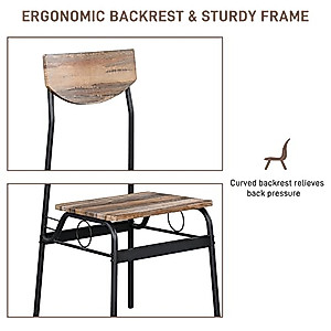 Karl home 5-Piece Dining Table Set for 4, Rectangular Table and 4 Chairs, Farmhouse Table Set for Kitchen & Dining Room, Industrial Metal Frame & Storage Rack, Save Space (Natural)