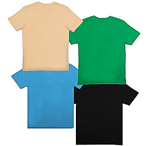 Nintendo Super Mario Bros Boys 4-Pack Short Sleeve T-Shirt Bundle Set for Kids (Size 7, Black/Green/Beige/Blue)