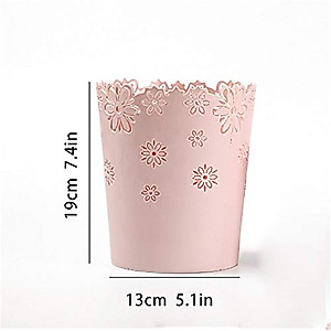 Susoonfo Waste Paper Bin,Decorative Small Trash,Fashion Hollow Style,Plastic Waste Bin for office,Craft Room,Kitchen or Bathroom (Pink)