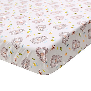 Brandream Bear Nursery Bedding Boys Woodland Animal Comforter Set Brown Baby Crib Sheet 3 Piece, Nursery Bedding Collection,100% Cotton