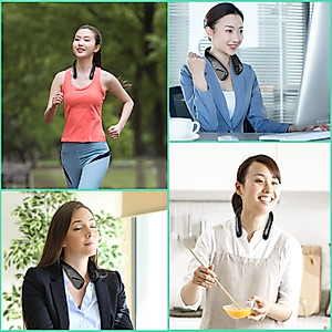 Neck Fan, 5000mAh Foldable Bladeless Neck Fans Portable Rechargeable, 3 Speeds Adjustment 360° Cooling Airflow, Hands Free Wearable Personal Fan, USB Powered, Portable Fan for Travel Outdoor-Black