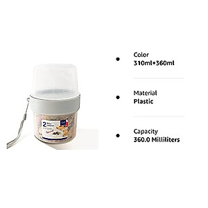 HeNai PETWEKAN Breakfast On The Go Cups,Yogurt Portable Cups Large Capacity Sealed Double Layer Food Container With Cereal Oatmeal or Fruit Container (310ml+360ml)