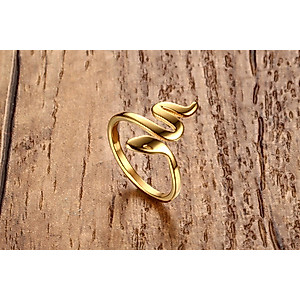 Ximi Jewelry Stainless Steel Fashion Snake Rings for Womens,Gold Plated,Size6-8 (8)