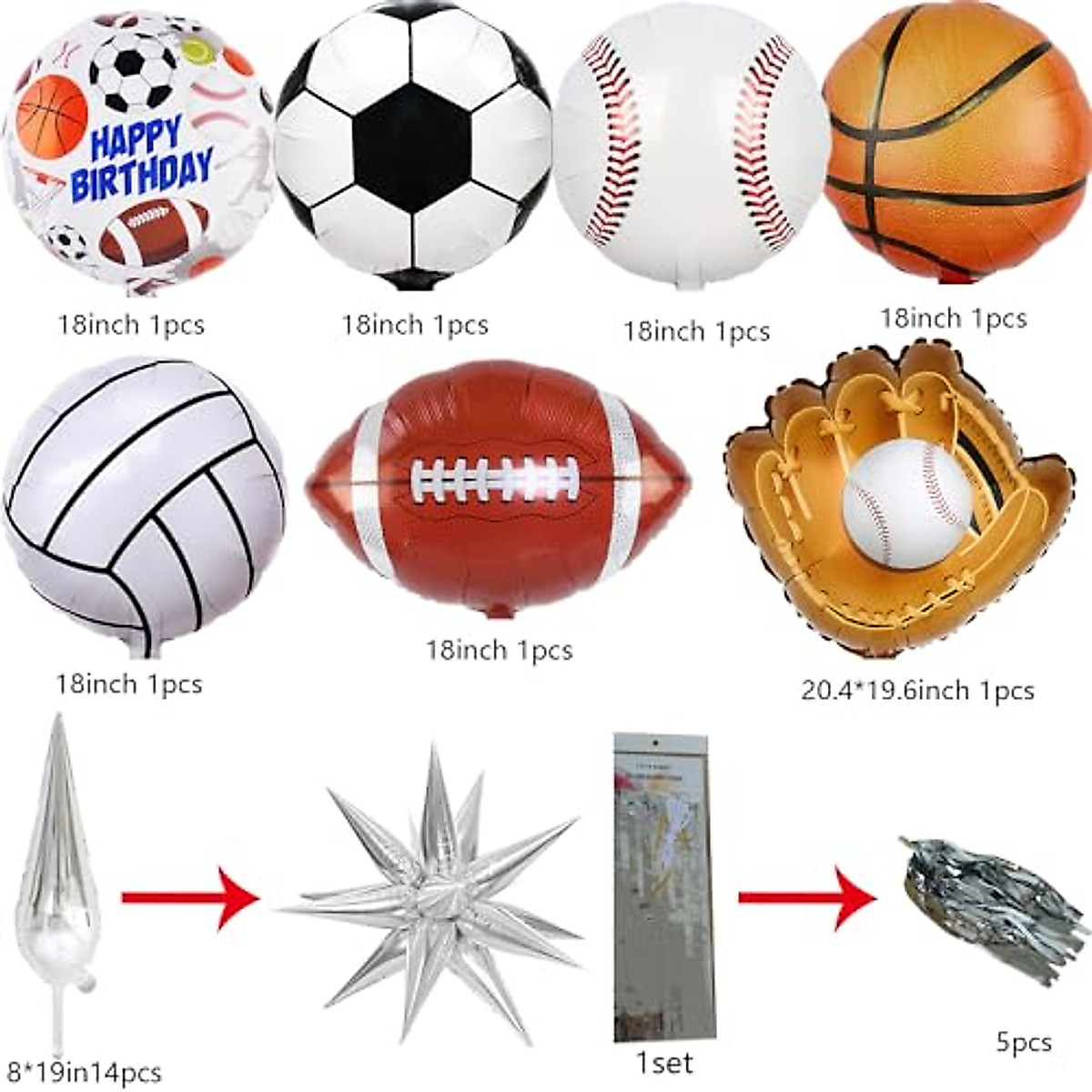 Sports Party Decorations Kit - 156 Pcs for Sports Themed Birthdays