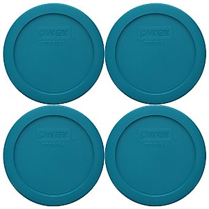 Pyrex 7200-PC 2-Cup Adriatic Blue Food Storage Replacement Lid Made in the USA - 4-Pack
