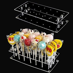 Cake Pop Holder, 2-Pack 21 Hole Clear Acrylic Cake Pop Stand Display for Weddings Baby Showers Birthday Parties Anniversaries Halloween Candy Decorative