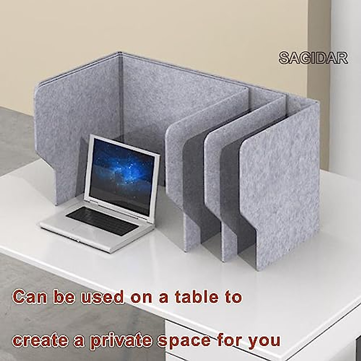 SAGIDAR Desk Barrier Polyester Fiber, Sound Absorbing, Sneeze Guard Desk Divider, Desktop Privacy Panel 60/80/100cm, Office Divider Partition Folding, No Installation Required
