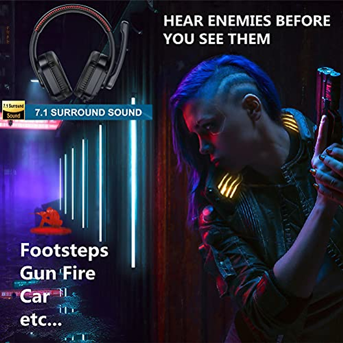 Gaming Headset with Microphone for PC Wired Code Over-Ear Headphones with Noise Cancelling Mic and Soft Earmuffs, Stereo Bass Sound, Headphones for PC, Laptops, Black(Ｎot Compatible with PS4,Xbox)