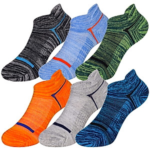 Eocom Kids Boys Ankle Socks Low Cut Athletic Cotton Sport Socks For Little Boys 6 Pairs (Multi Color, 6-8 Years)