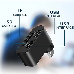 MatureGirl USB Adapter 2.0 Splitter 4-Port Extender,180 Degrees Rotating USB Multiport Hub Adapter Dock for Desktops, U Disks, Laptops, Flash Drives,Supprt SD, TF Card Reader (White)