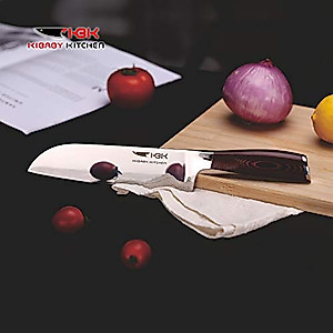 KBK Chef Santoku Knife Forged Kitchen Knife SUS304 Stainless Steel Blade and Hard Alloy Edge 63 HRC Super Sharp with G10 Handle Comfort Hold