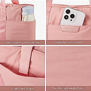 BOSTANTEN Tote Bag for Women Large Purses Shoulder Handbags With Yoga Mat Buckle For Work Travel Gym Pink