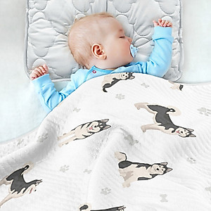 Ollabaky Malamute Dogs Baby Blanket for Boys Girls Cotton Throw Blanket Swaddle Blanket for Crib Stroller Nursery Receiving Blanket Infant Toddler Unisex 30"x40"