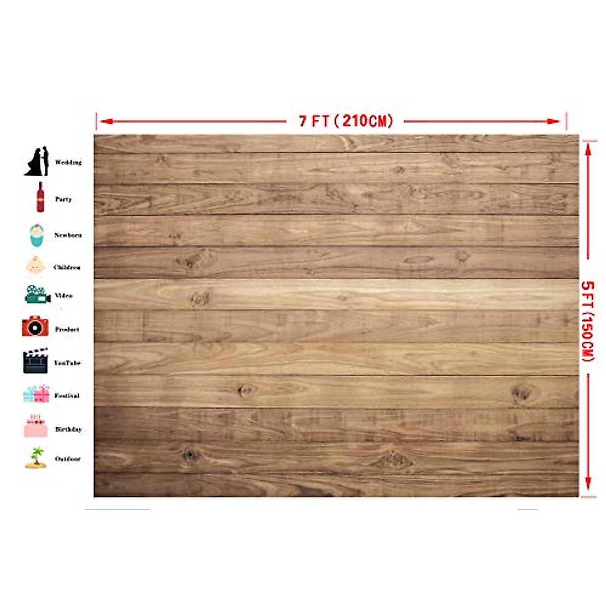 CYLYH 7x5ft Wooden Backdrop Baby Shower Backdrops Boho Party Decorations Backdrops Props for Studio for Photographers Retro Wood Wall Background D178