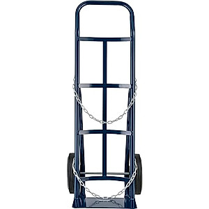 Global Industrial Single Cylinder Hand Truck with Curved Handle, 10" Semi-Pneumatic Wheels, 800 Lb. Cap, 47" H