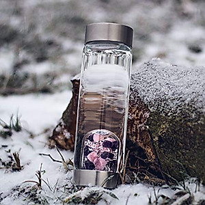 VitaJuwel ViA WELLNESS - Crystal Water Bottle with Amethyst, Rose Quartz & Clear Quartz