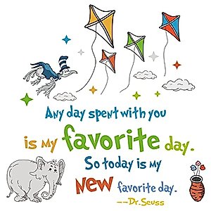 Buiory Removable Colorful Dr. Seuss Inspirational Quotes Wall Decal Learning Education Saying Wall Stickers Motivational Lettering Wall art Decor for Kids Teens Bedroom Study room Nursery Classroom (Any day spent)