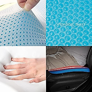 Gooeap Seat Cushion Car Office Chair Cooling Gel Seat Cushion- Memory Foam Gel-Enhanced, Ergonomically & Large Designed Pillow for Sciatica, Tailbone, Coccyx Back Pain,for Office Chair, Wheelchair,Car