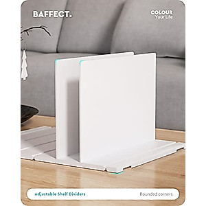 Baffect Adjustable Shelf Dividers, Plastic Purse Shelf Separators, Improved Handbag Organizers for Closet (Set of 2, White)