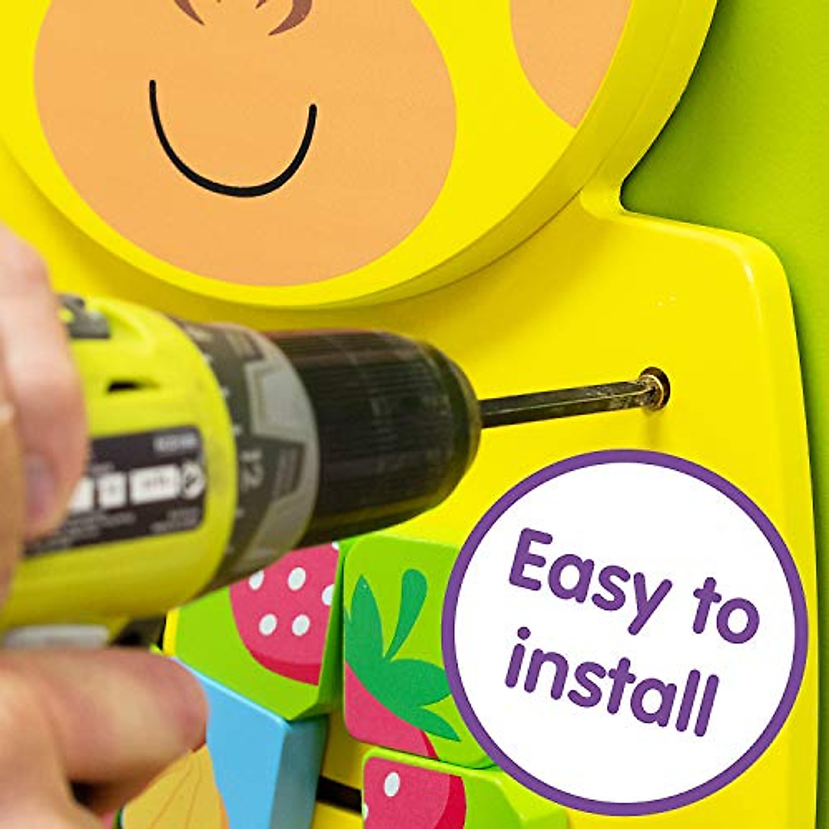 SPARK & WOW Giraffe Activity Wall Panel - 18m+ - Toddler Activity Center - Wall-Mounted Toy - Busy Board Decor for Bedrooms, Daycares and Play Areas