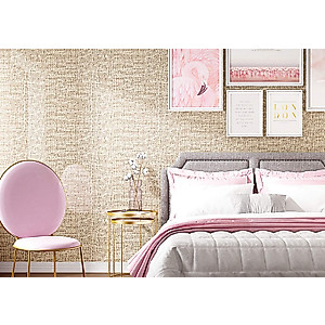 Amao Burlap Pattern Self Adhesive Paper for Shelf Drawer Liner Cabinets and Arts Crafts Projects 17.7 Inchx98Inches (Yellow)